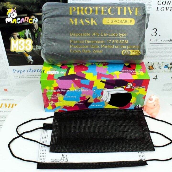 The new 2022 MACARON Black White Inside MASKS 50pieces | Lazada PH