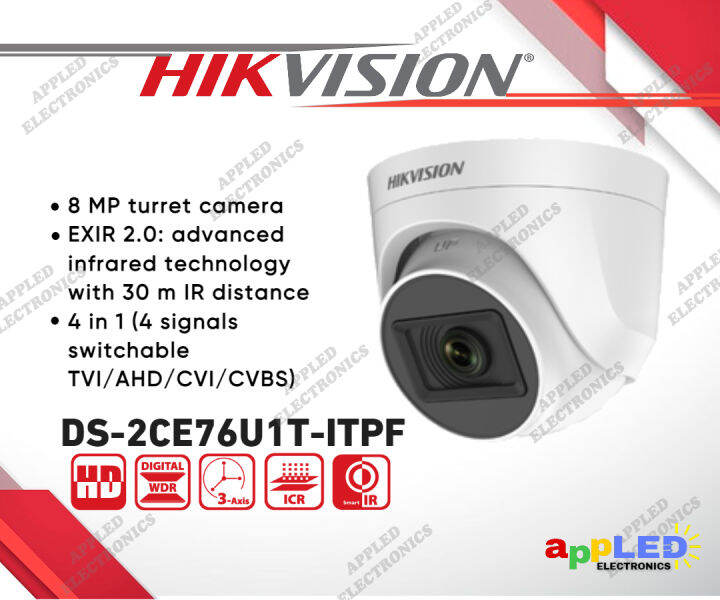 Hikvision DS-2CE76U1T-ITPF 8MP/4K Resolution Turret Analog Infrared CCTV Camera | Lazada PH