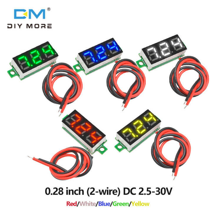 diymore 0.28 inch 2-wire digital voltmeter DC2.5v-30v red green blue ...