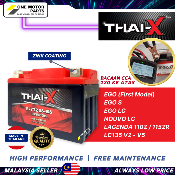 Warranty- Bateri Motor & Scooter THAI-X YTZ5S utk Yamaha EGO S / EGO LC ...