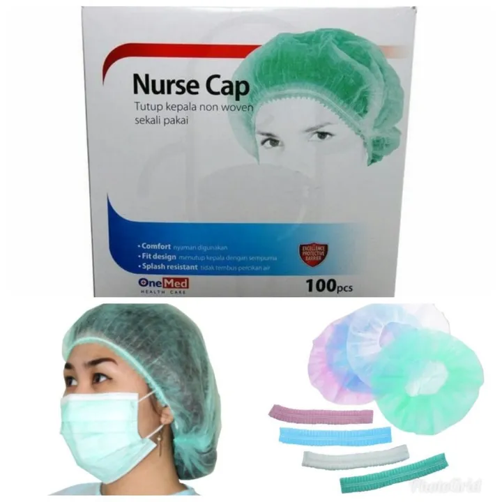 NURSE CAP ONEMED 1 BOX ISI 100 PELINDUNG KEPALA SEGEL PENUTUP KEPALA ...