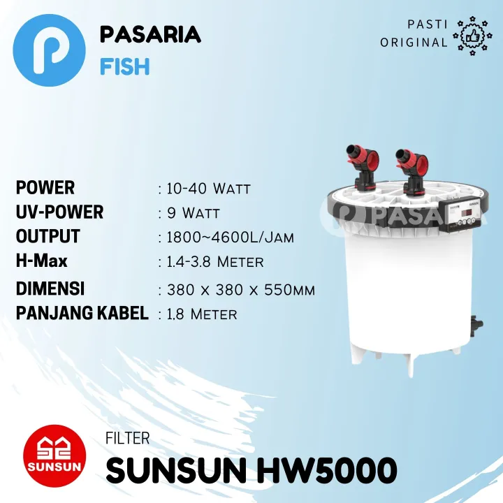 SUNSUN HW5000/HW 5000 Liter/Jam Filter/Canister External/Eksternal ...