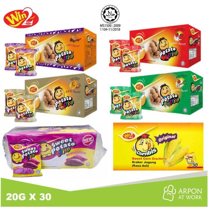 ขนมปังมันฝรั่งแป้งบางกรอบ แครกเกอร์ 7 รสชาติ Win2 Potato Crisp Crackers ...