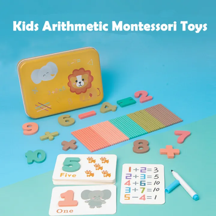 Number & Mathematics Puzzle Matching Card Game Wooden Counting Rods ...