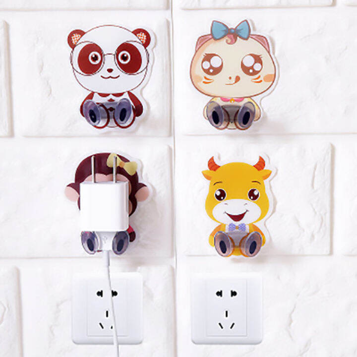 Power Cord Plug Bracket Wall Mounted Cartoon Animals Adhesive Strength ...