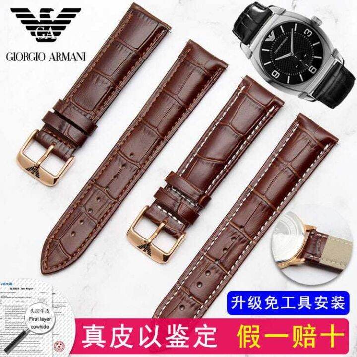 สายนาฬิกา Armani สำหรับผู้ชาย AR1674 AR0382 สายนาฬิกาหนังหญิงหัวเข็มขัด ...