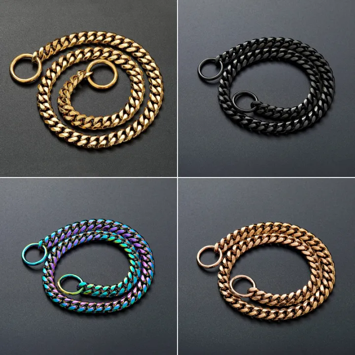 {hot} 10mm Stainless Steel Dog Choke Chain Metal Training Pet Collars ...