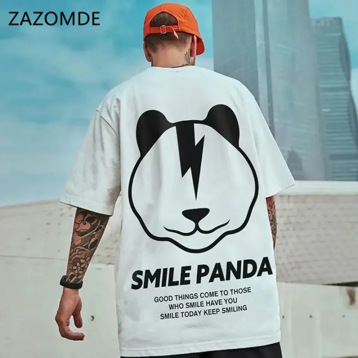 ZAZOMDE Baju Kaos Distro aesthetic Smile Panda Pria wanita Model Luar ...