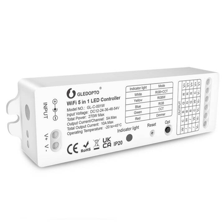 Gledopto WiFi 5 in 1 LED Controller Strip Alexa Voice Control Work with Tuya Smart Life Dimmer ...