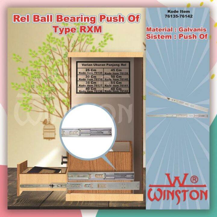 REL LACI RXM PUSH OF WINSTON BALL BEARING DOUBLE EXTENSION 50 CM / 76140 | Lazada Indonesia