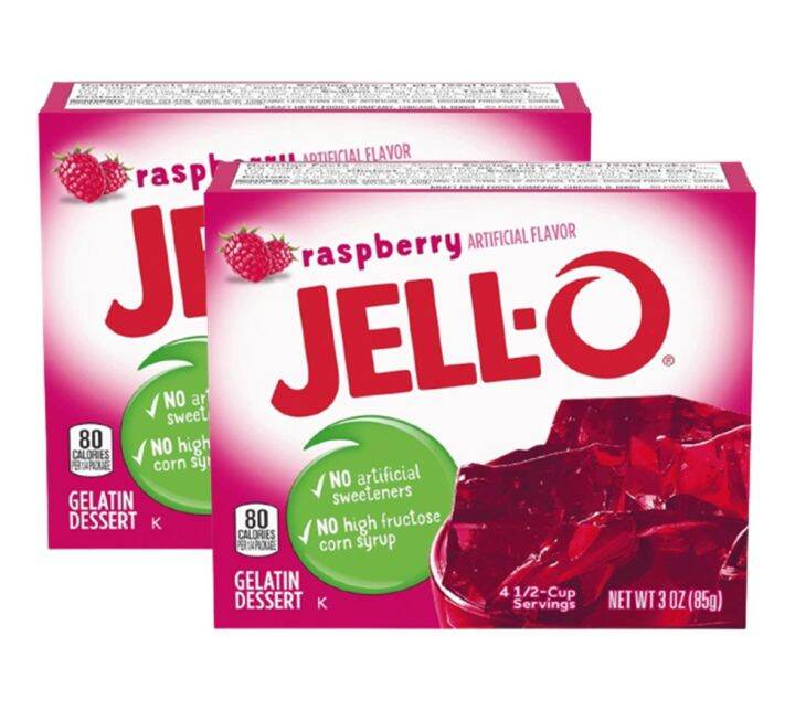 JELL-O Raspberry เจลโอ ผงวุ้นเจลาตินสำเร็จรูป กลิ่นราสป์เบอร์รี่ 85g ...