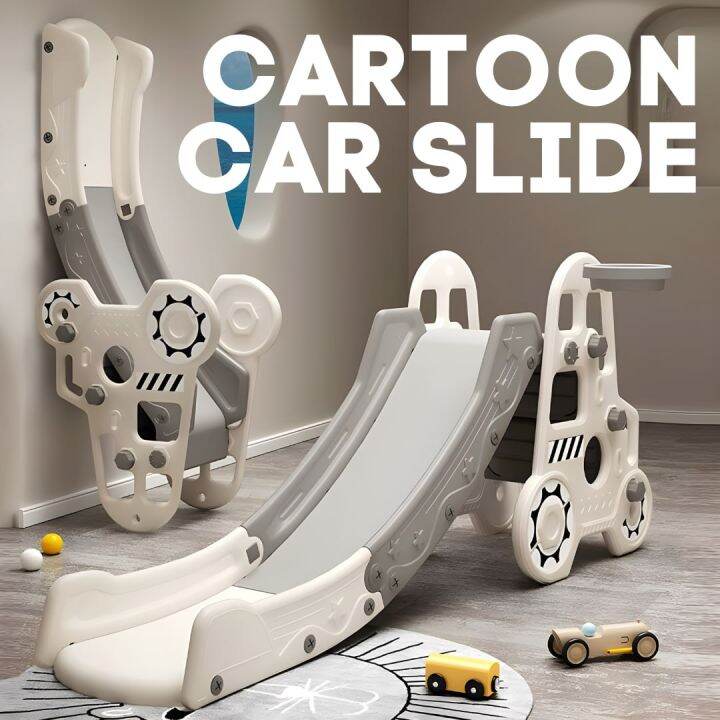Cartoon Car Slide With Basketball Ring Play Set for Kids by WISHLAND ...