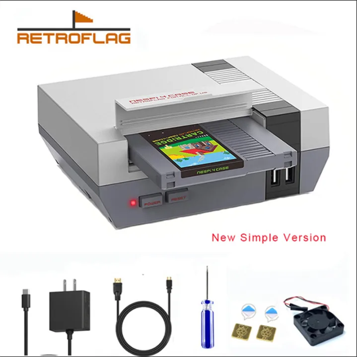 Retroflag Raspberry Pi 4 Case NESPi 4 Kesing with SSD Cartridge Adapter Cooling Fan Heatsinks ...
