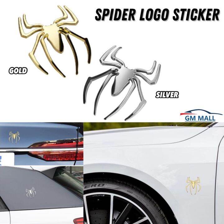 SPIDER CAR STICKER Gold Silver Spiderman Logo Motorcycle Bike Pelekat ...