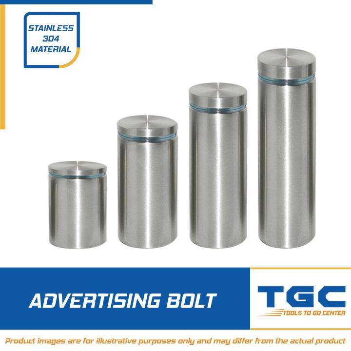 10 PCS Stainless Advertising Bolt M19 x 50mm (2 inches) Glass Holder ...