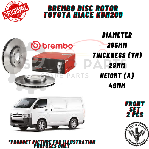 TOYOTA HIACE KDH200 FRONT 100% BREMBO BRAKE DISC ROTOR | Lazada