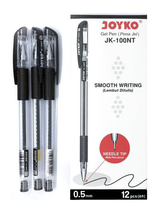 Joyko Gel Pen JK-100NT Pulpen Bolpen Needle Point Tip PAK JK100NT 12Pc ...