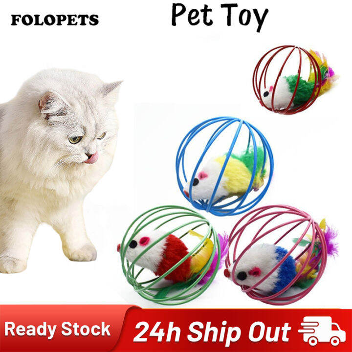 【COD】FOLOPETS Cat Toy Chasing Toy Plush False Mouse In Cage Pet ...