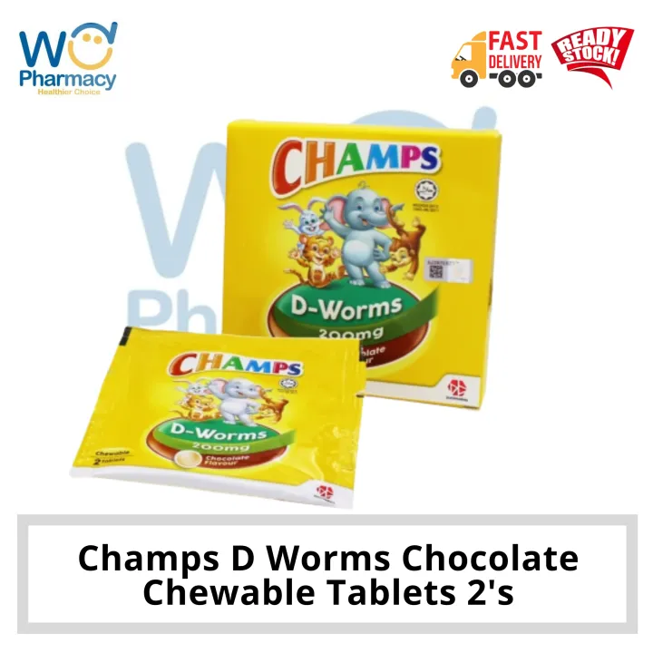 Champs D Worms Chocolate Chewable Tablets 2's (Ubat Cacing) | Lazada