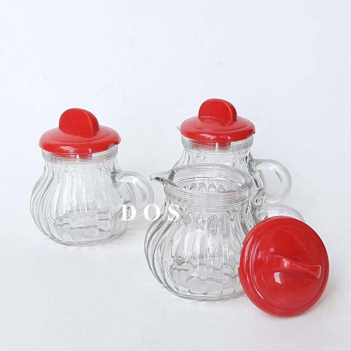 DOS 3bh Pitcher kaca / botol / Saucher untuk wadah atau Kecap, Gula ...