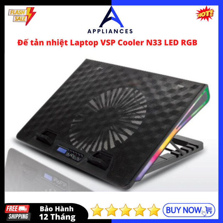 [HCM] Đế tản nhiệt Laptop VSP Cooler N33 LED RGB, Đế giá đỡ quạt tản hút nhiệt laptop máy tính ...