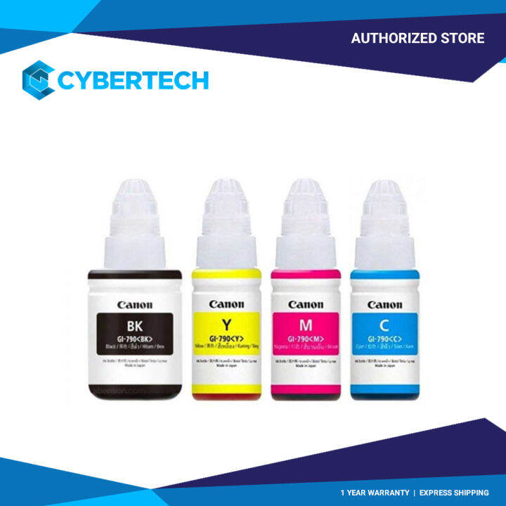 Canon GI-790 Ink Bottle (Black, Cyan, Magenta, Yellow) compatible Canon ...