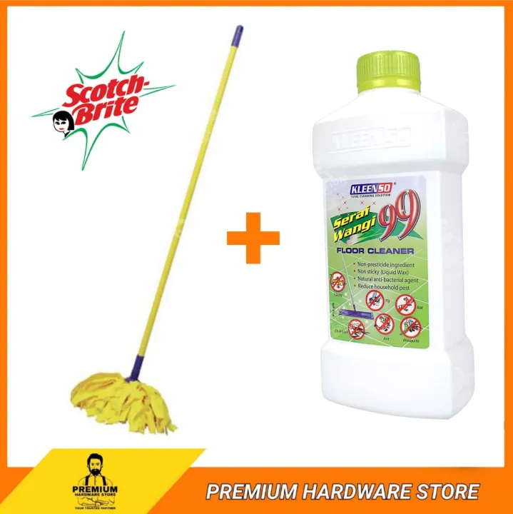 3M SCOTCH BRITE Yellow Rayon Mop Set / ANTI-BACTERIA RAYON STRIP MOP ...