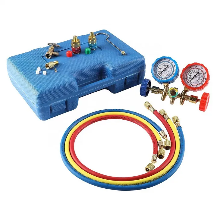AC Gauges, 3 Way AC Diagnostic Manifold Gauge Set for R134A R12 R22 ...