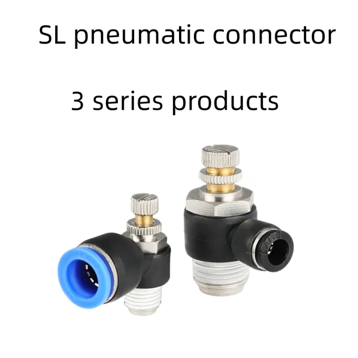 [HOT] SL Connector Pneumatic Gas Pipe Quick Connector Throttle Valve Speed Regulating Valve SL4 ...
