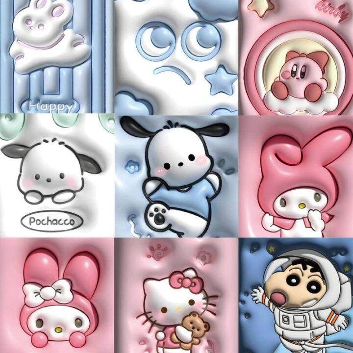 62pcs Set Sanrio Stickers Kawaii Mymelody Kuromi Pachacco Cinnamoroll