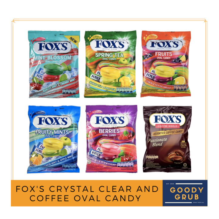 Fox's Crystal Clear Oval Candies Coffee, Fruits, Tea, Berries, Mints ...