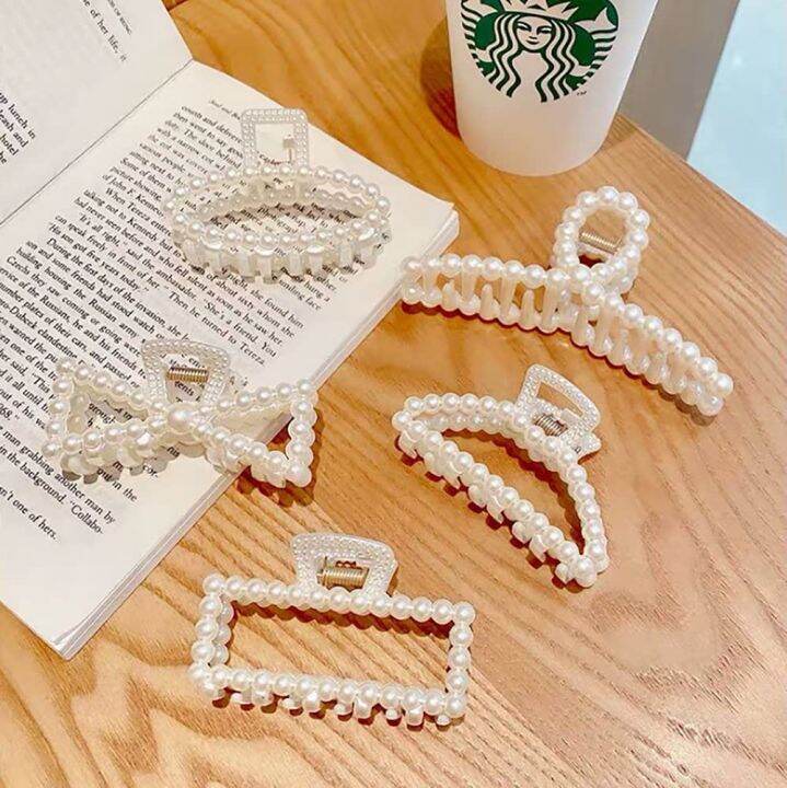 Large Pearl Hair Claw Clips White Hair Clips for Women | Lazada PH