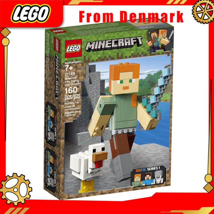 Original LEGO Lego Minecraft Alex BigFig with brick set 21149 chickens ...