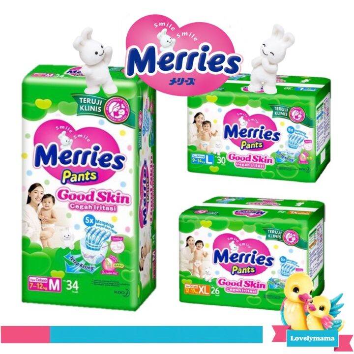 Merries good skin M34 L30 XL26 pants M 34 L 30 XL 26 popok anak bayi ...