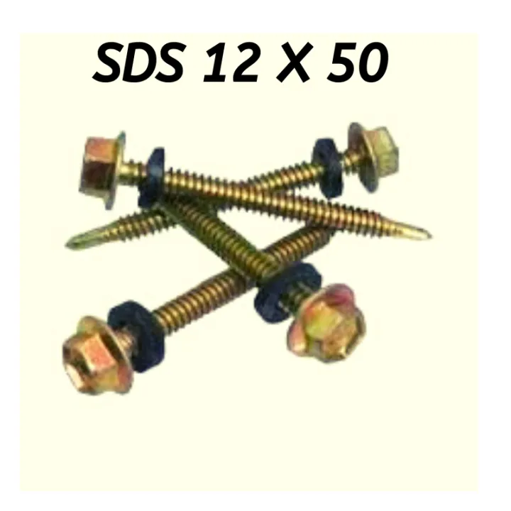 Skrup Baut Atap Baja Ringan 12x50mm Karet Hitam Self Drilling Screw SDS ...