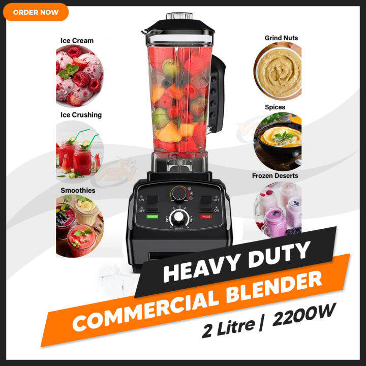 Commercial Ice Blender 2L Heavy Duty Blende Juice Mixer NO BPA MSIA ...