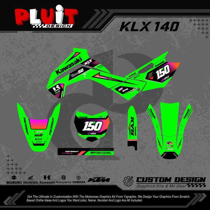 DECAL KLX 140 DESAIN BARU CUSTOM BEBAS WARNA BISA PAKAI NO DAN NAMA ...