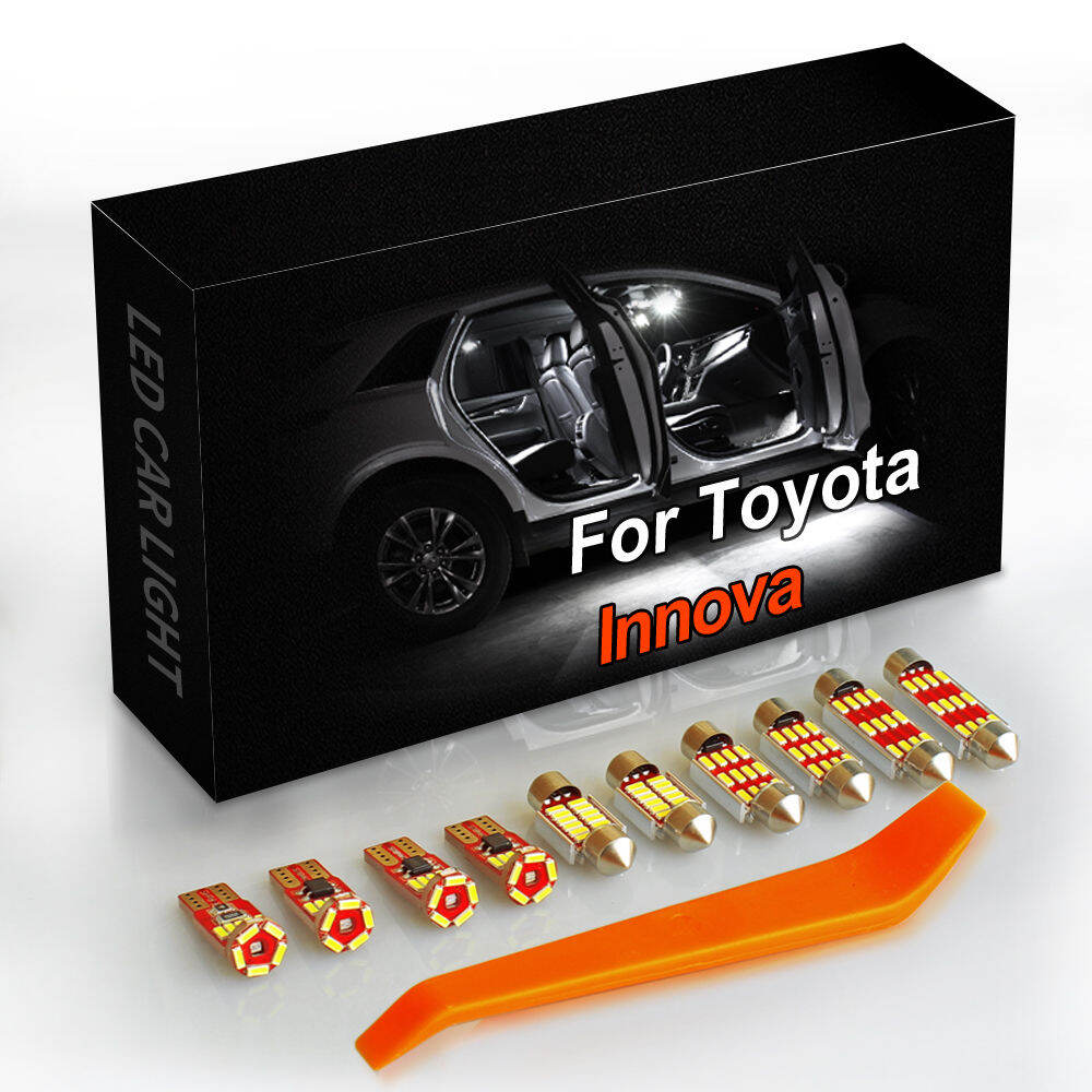 สีขาว Ice Blue LED ภายในสำหรับ Toyota Innova Kijang Innova 2004-2016 ...