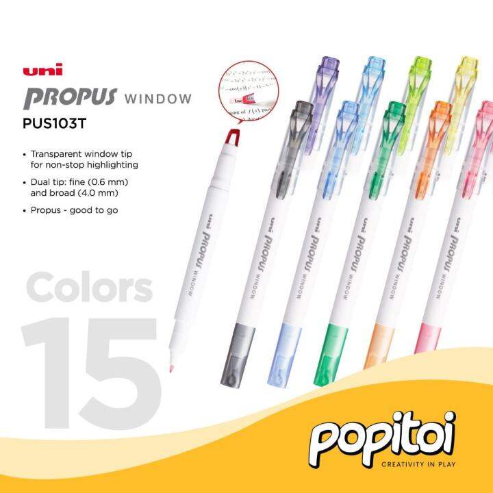 Uni PROPUS Window Dual Color Marker (Single) Double Tip Highlighter | Lazada Indonesia