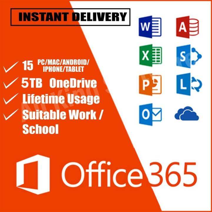 [15 Devices] LIFETIME MICROSOFT OFFICE 365+ONEDRIVE 5TB LICENSE For Windows & Mac & Android ...