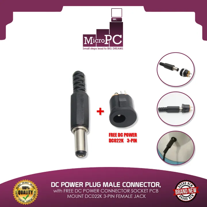 DC POWER PLUG MALE CONNECTOR, with FREE DC POWER CONNECTOR SOCKET PCB ...
