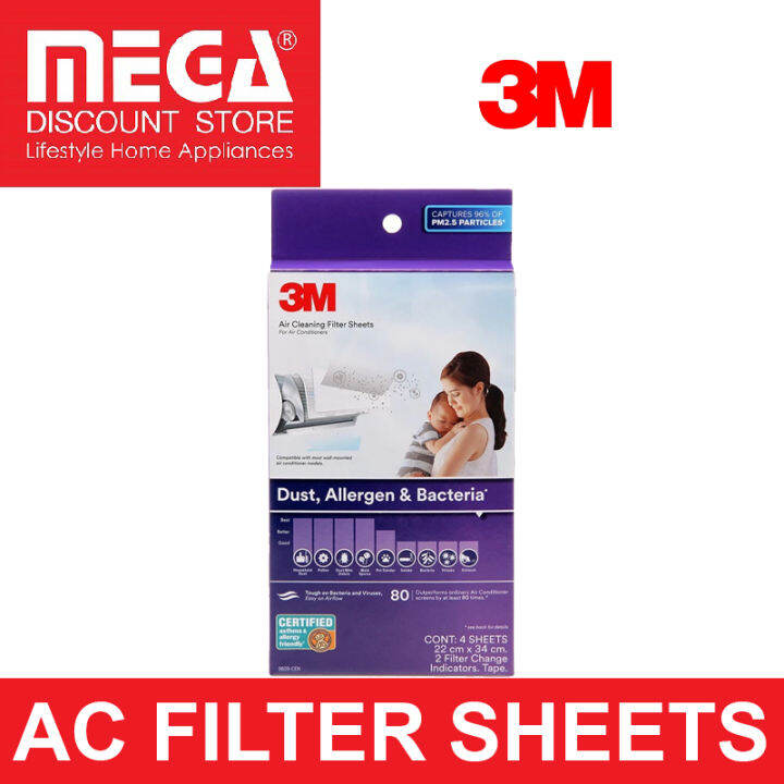 3M FILTRETE 9809-CEN AIR CLEANING FILTER SHEETS FOR AIRCON - DUST, ALLERGEN & BACTERIA* | Lazada ...