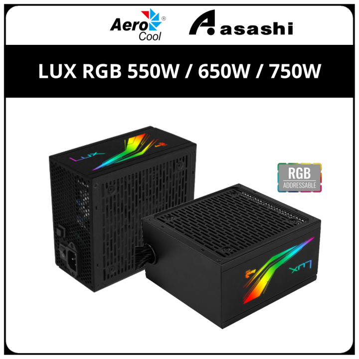 Aerocool LUX RGB 550W / 650W / 750W , Flat Cable Power Supply | Lazada