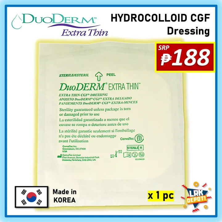 DUODERM Extra Thin Hydrocolloid CGF Gel Bandage Dressing (1 PC) 4 x 4 ...
