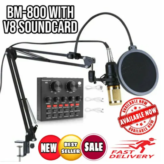 Complete Set!!! 100% Original Meet BM-800 Condenser Microphone Kit With V8 Multifunctional Live ...