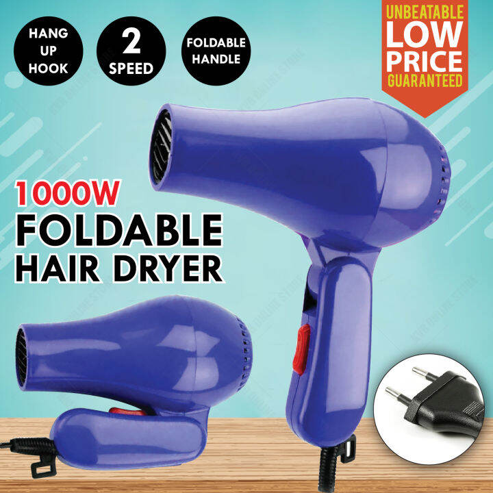 1000W Mini Foldable Hair Dryer Compact Travel Hair Blower 2 Temperature ...