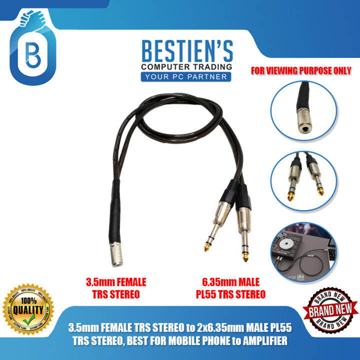 3.5mm FEMALE TRS STEREO to 2x6.35mm MALE PL55 TRS STEREO, BEST FOR ...