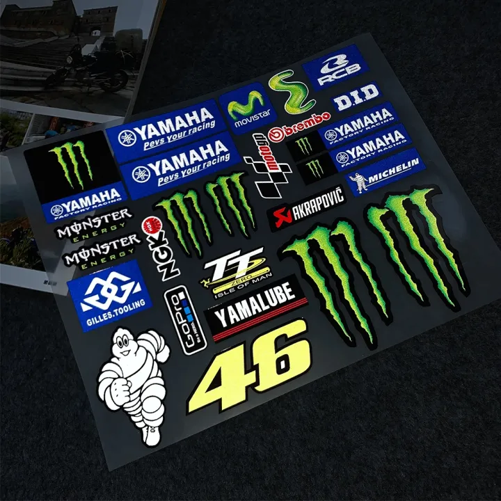Yamaha Mon Ster Energy Reflective Set Sticker Emblem Decal Motorcycle ...