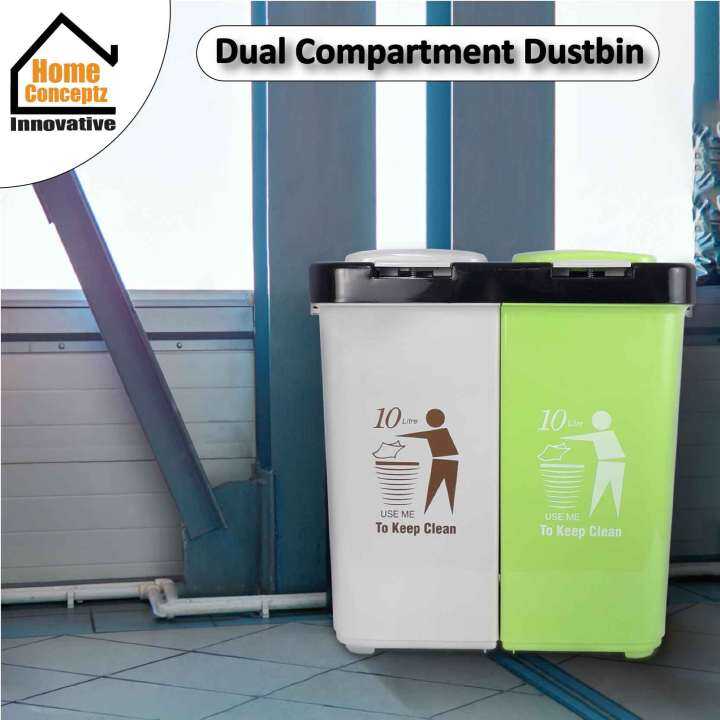 Elianware Dual Compartment 10Ltr Dustbin | Lazada Singapore