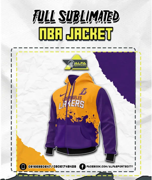 NBA LOS ANGELES LAKERS - FULL SUBLIMATION HOODIE JACKET With ZIPPER ...